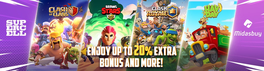 Get 20% Extra Bonus And More of Supercell Games Only At Midasbuy!