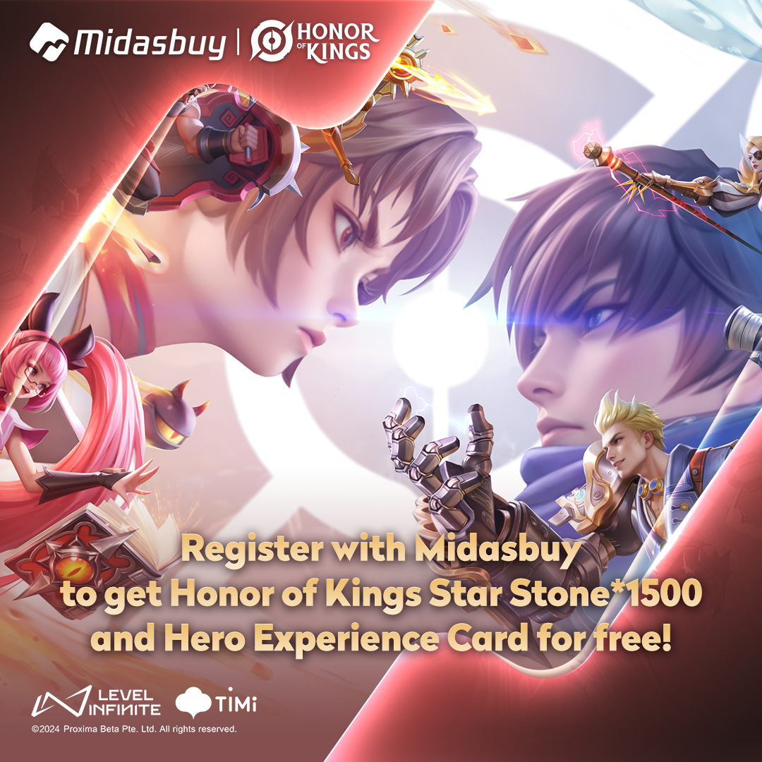 Enjoy extra 100% Honor of Kings bonus and more only at Midasbuy!